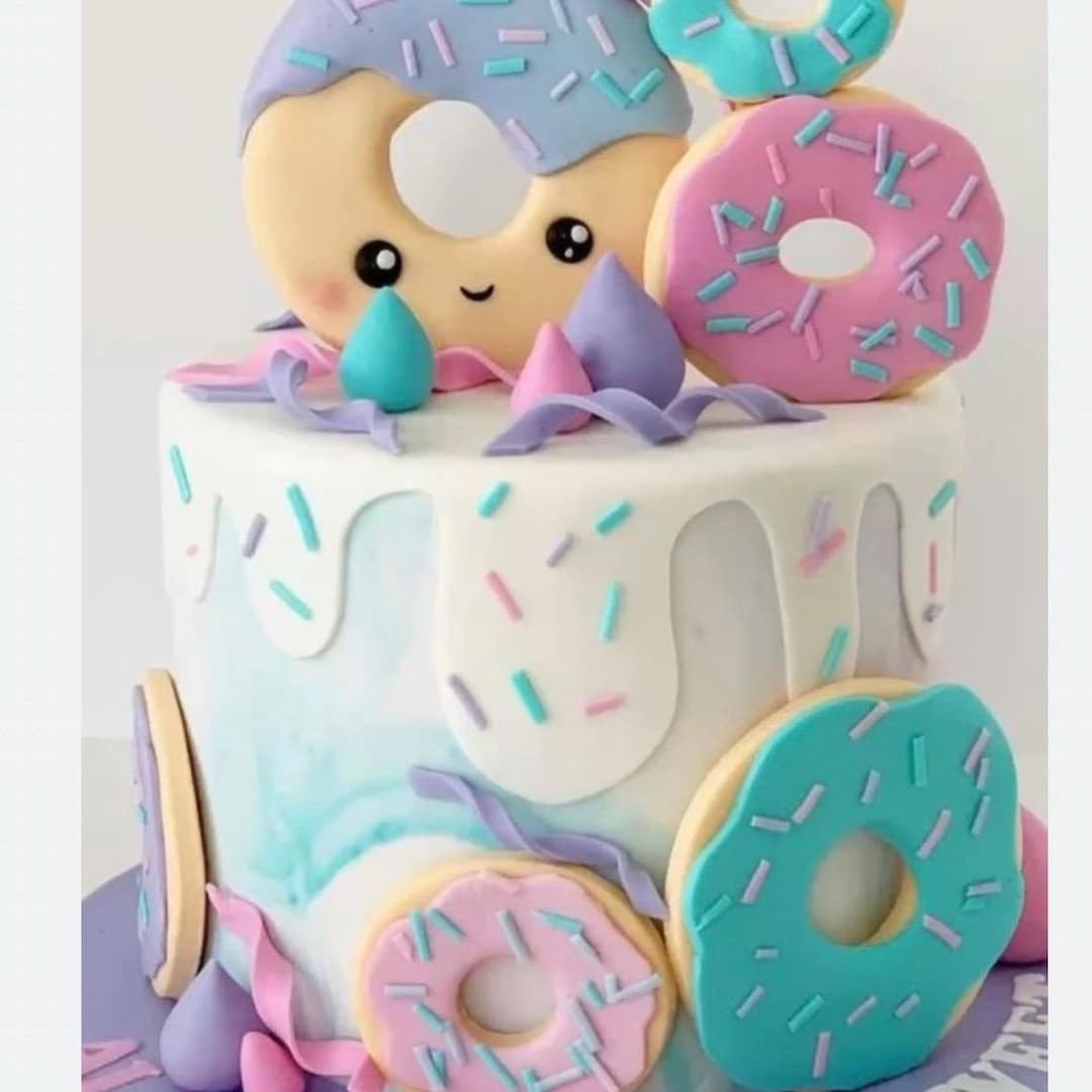 Donut Themed Fondant Covered Cake - Etsy