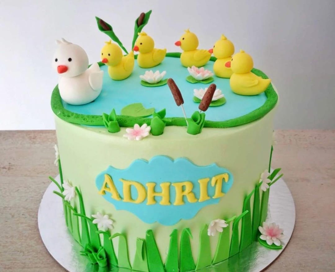 Duck Themed Fondant Covered Cake /1st Birthday Cake , - Etsy