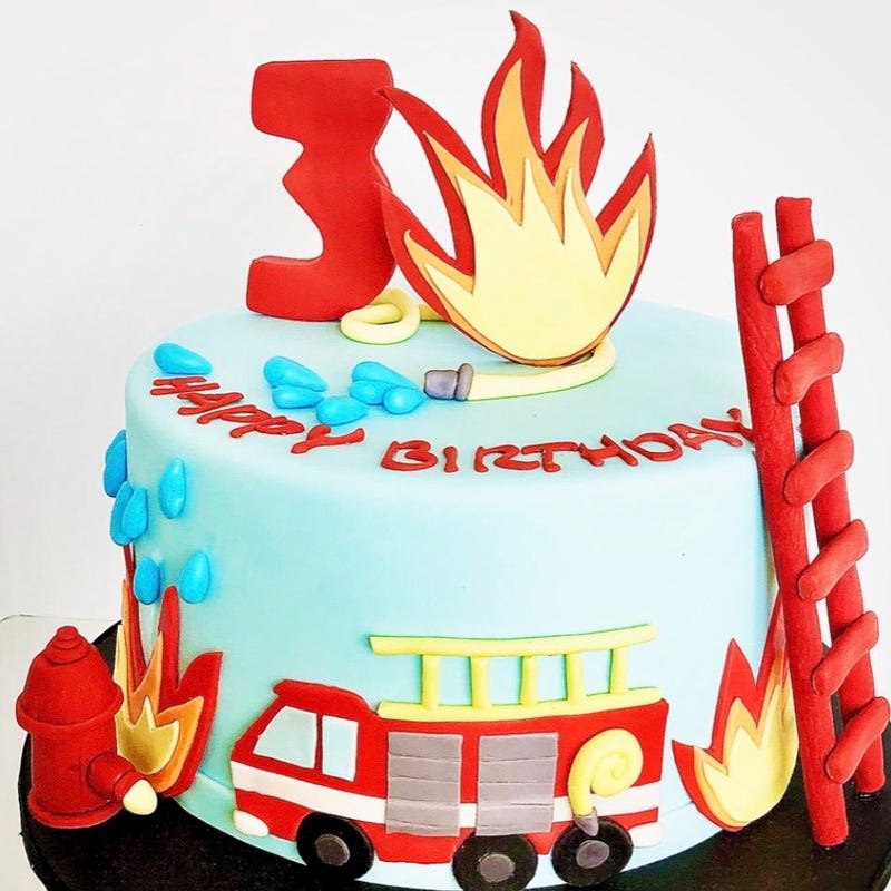 Fondant Fire Truck Cake Toppers - Etsy