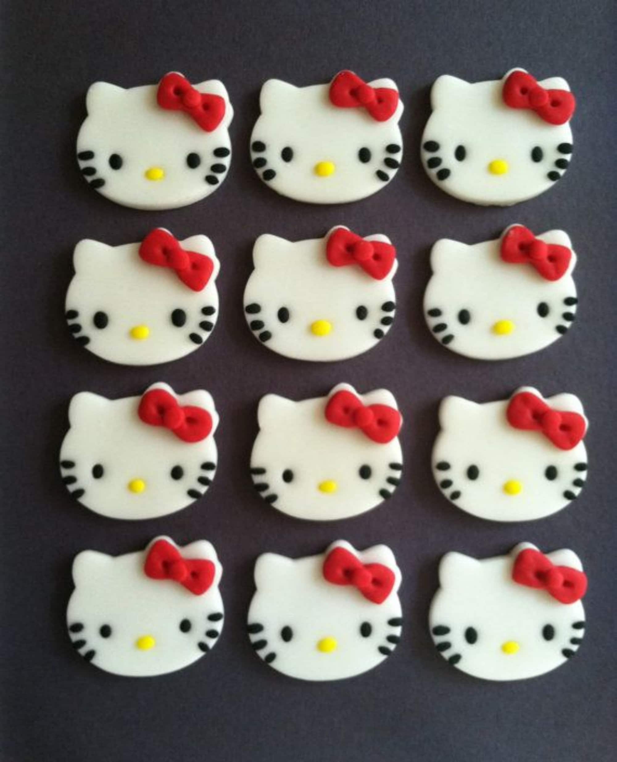 Kitty Themed Fondant Cupcake Toppers - Etsy