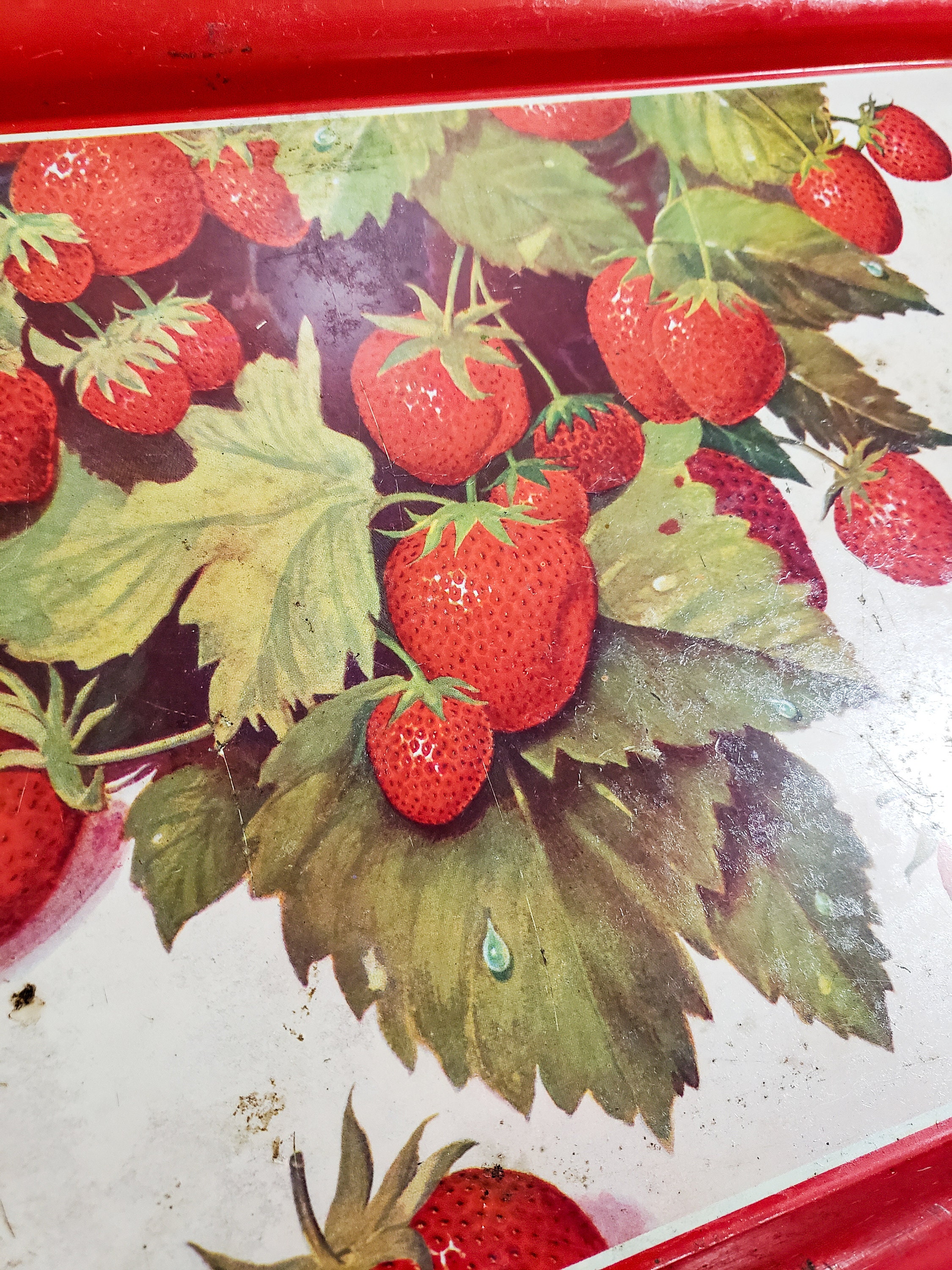 Vintage Strawberry Pattern Serving Tray, Large Cottagecore TV Tray - Etsy