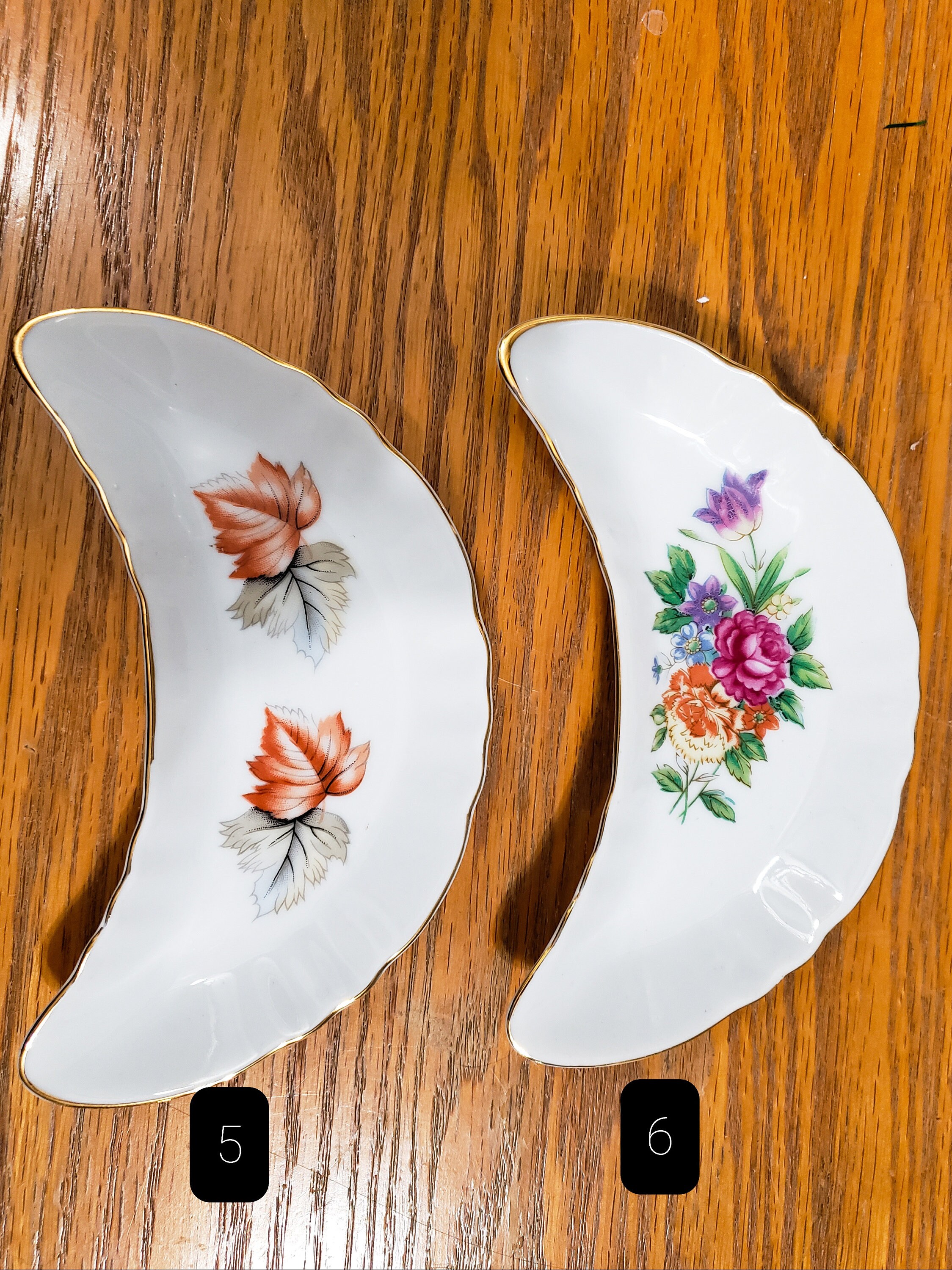 Chadwick Cresent Moon Bone Dish, Vintage Floral Ring Dish - Etsy