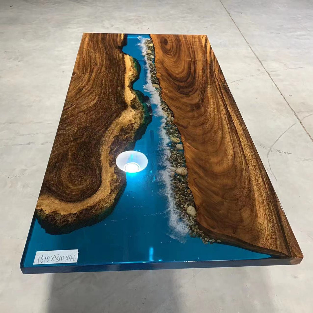 Walnut Wood Table Epoxy River Table Handmade Ocean Table Sea Resin ...