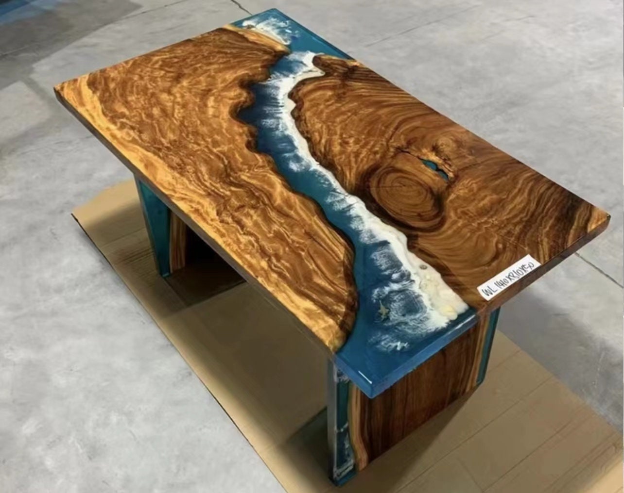 Walnut Wood Table Epoxy River Table Handmade Ocean Table Sea Resin ...
