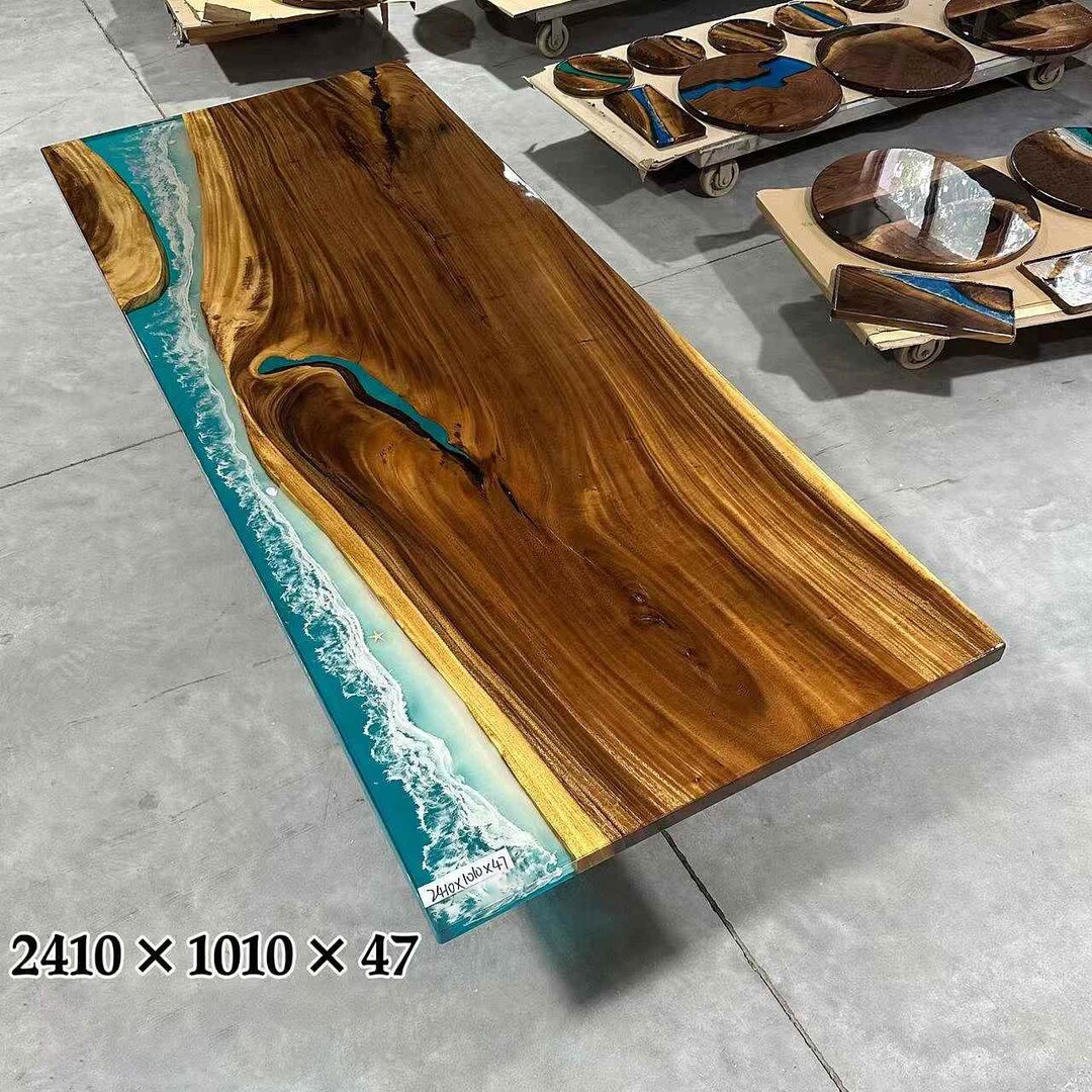 Walnut Wood Table Epoxy River Table Handmade Ocean Table Sea Resin ...