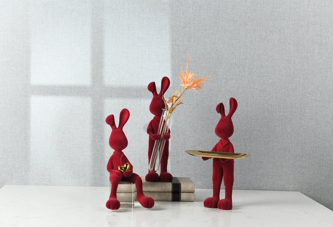 Handmade Red MR. Rabbit Sculpture Unique Luxury Home Decor - Etsy