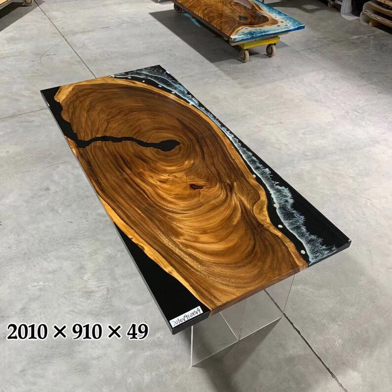 Walnut Wood Table Epoxy River Table Handmade Ocean Table Sea Resin ...