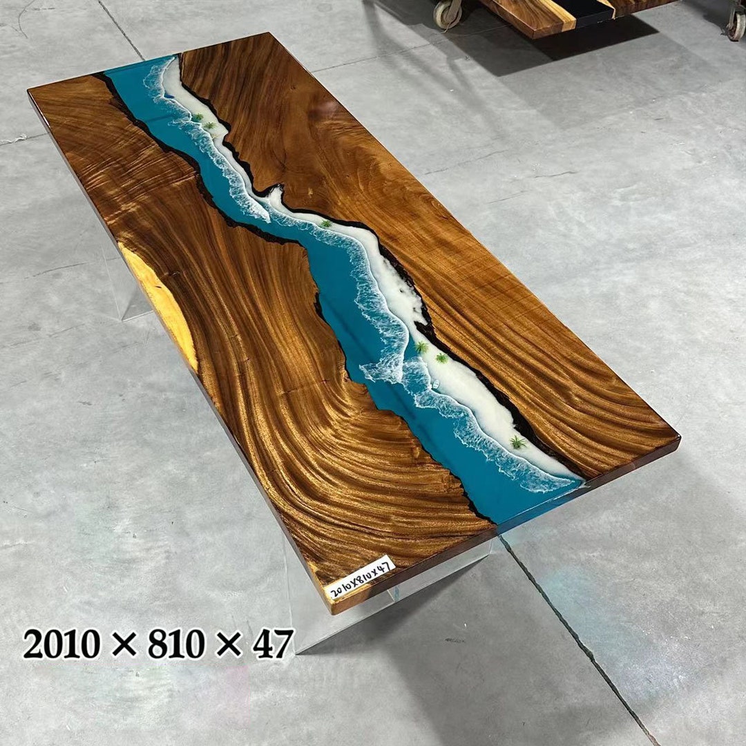 Walnut Wood Table Epoxy River Table Handmade Ocean Table Sea Resin ...