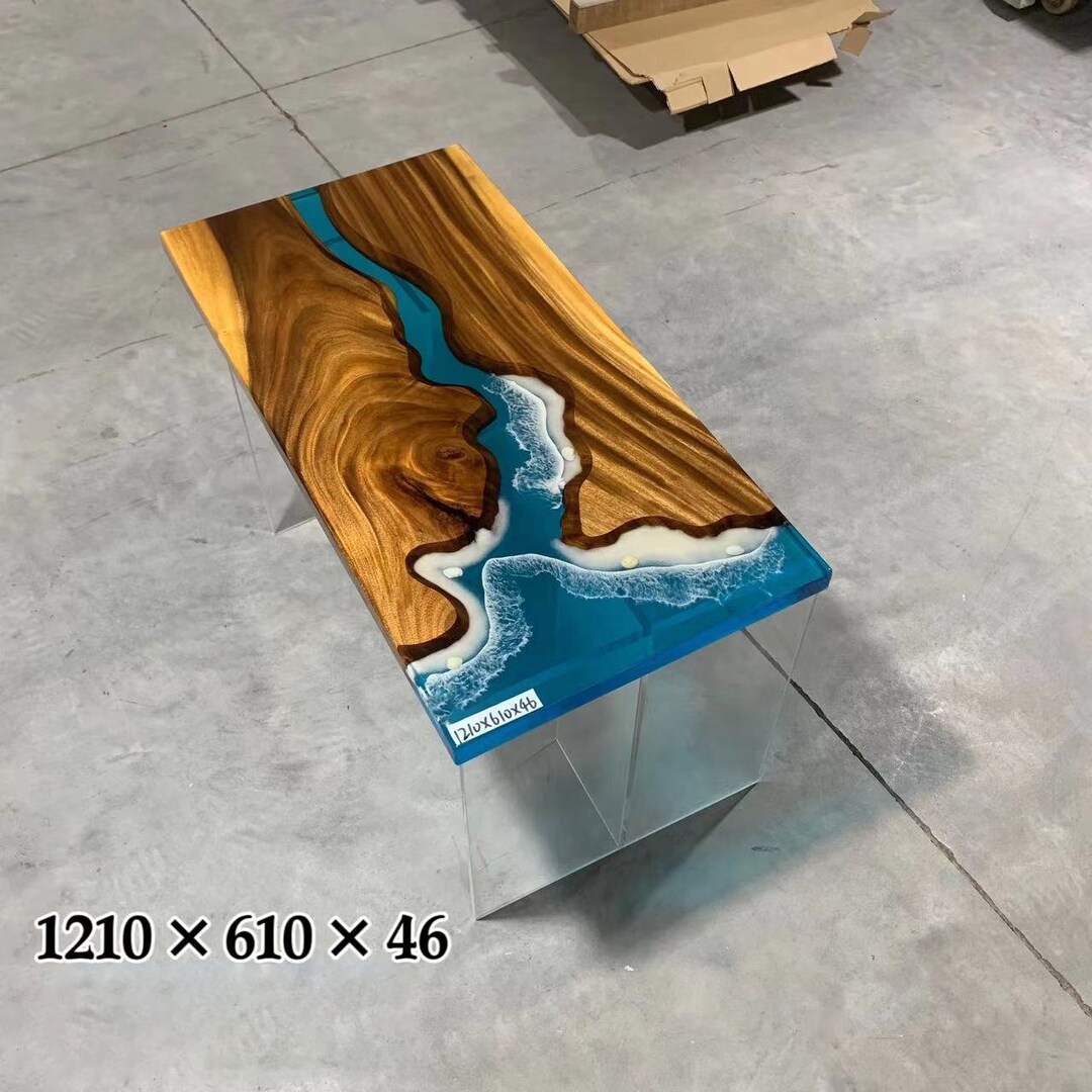 Walnut Wood Table Epoxy River Table Handmade Ocean Table Sea Resin ...