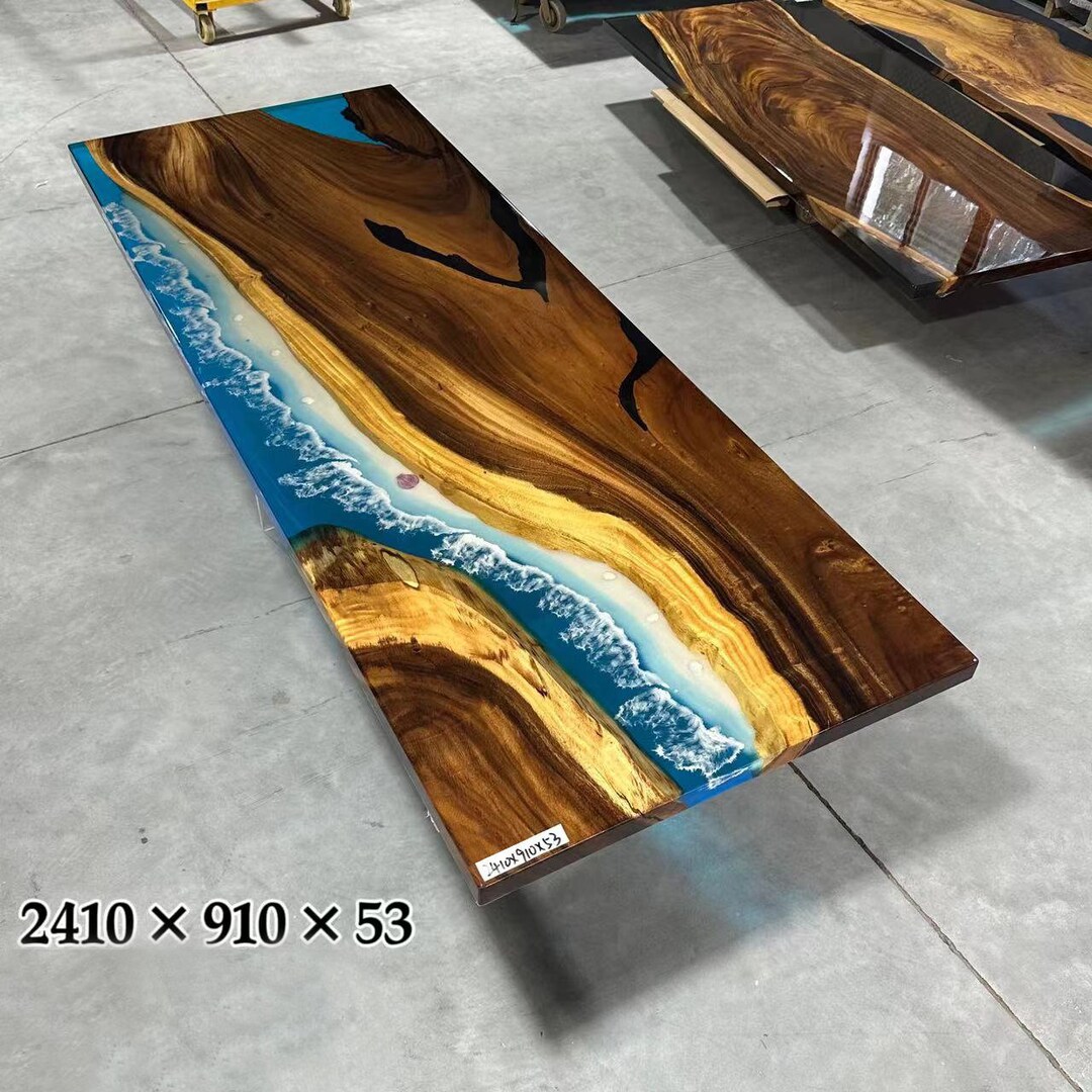 Walnut Wood Table Epoxy River Table Handmade Ocean Table Sea Resin ...
