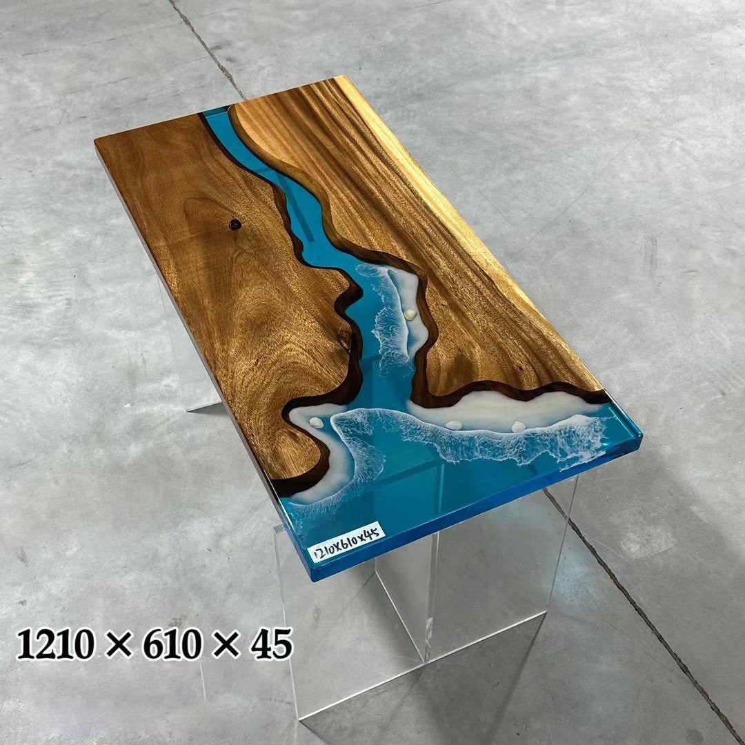 Walnut Wood Table Epoxy River Table Handmade Ocean Table Sea Resin ...