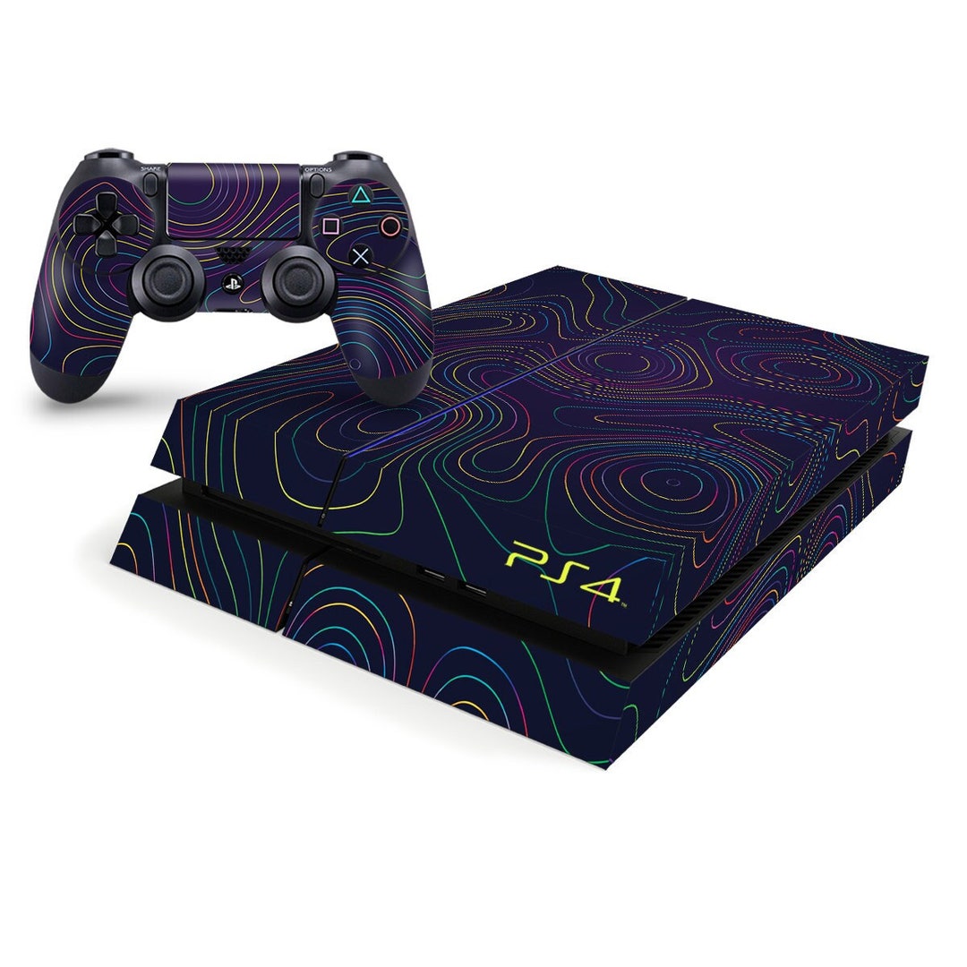 PS4 Colorful Topographic Map Skin Funky Lines Colorful PS4 Skin Cool ...