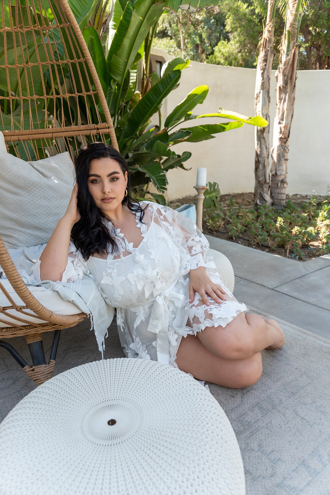 Plus Size Lace Robe XL XXL Robe White Bridal Robe Boudoir - Etsy