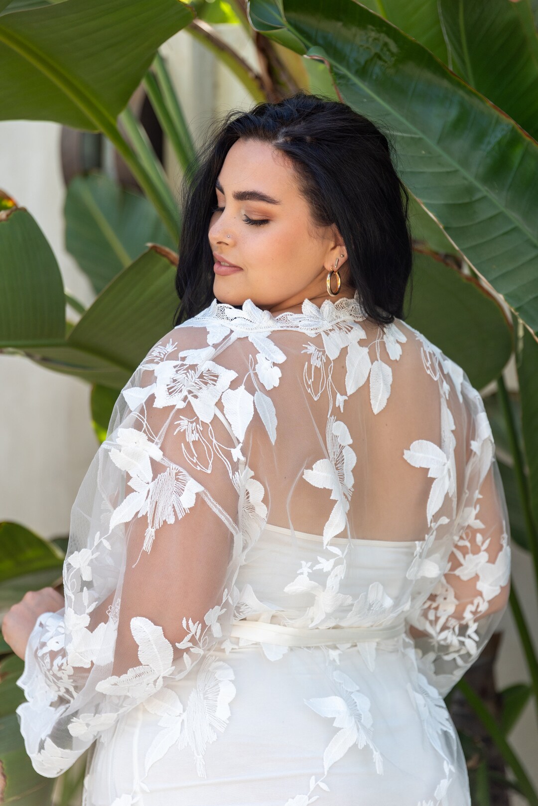 Plus Size Lace Robe XL XXL Robe White Bridal Robe Boudoir - Etsy