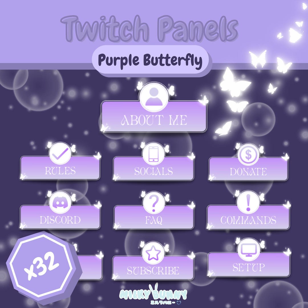 30 Twitch Panels, Purple Butterfly Panles, Butterfly Twitch, Twitch ...