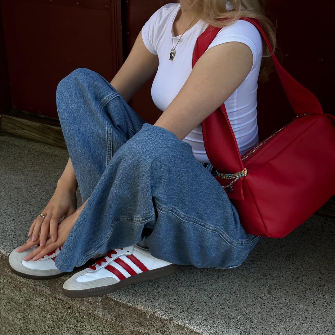 Red Baguette Bag Made of Eco Leather, Ykk,roomy Bag for Every Day - Etsy