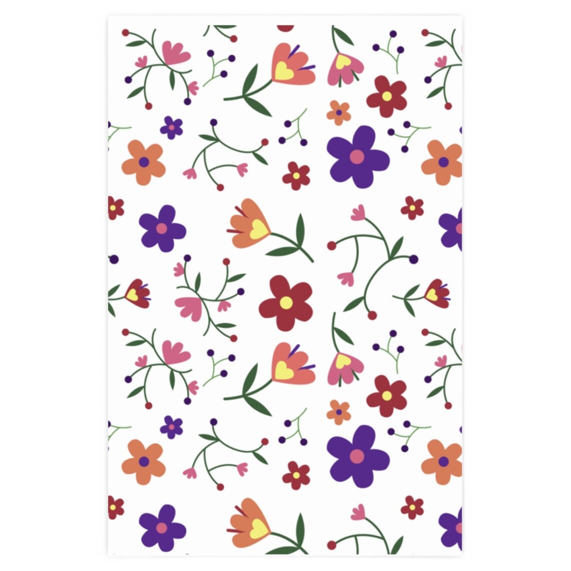 Floral Edge-to-Edge Print Wrapping Paper | Etsy