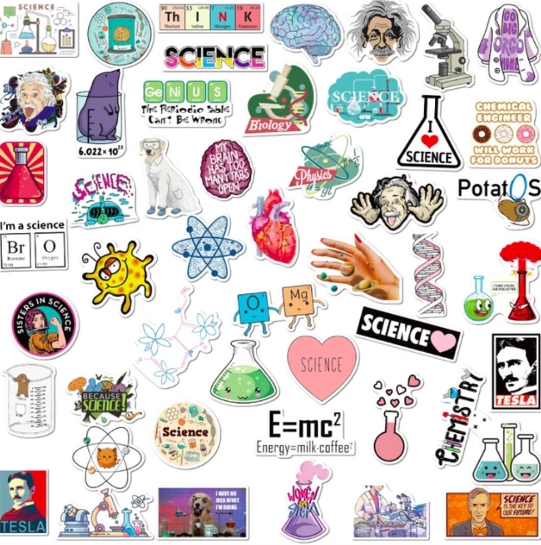 50 pack science stickers waterproof stickers | Etsy