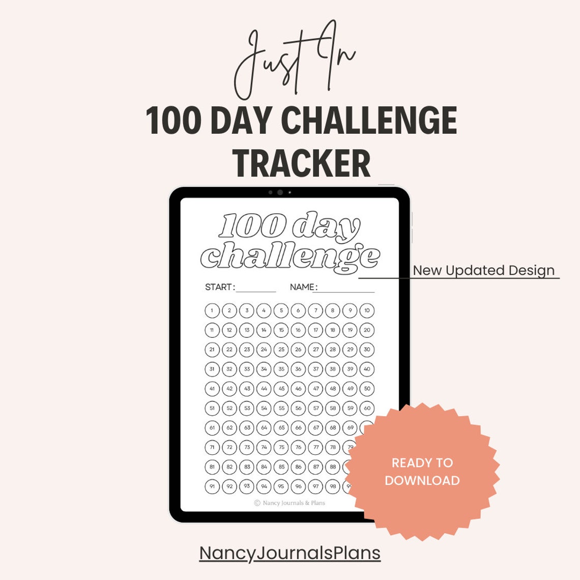 100 Day Challenge Tracker, Goal Tracker, Habit Tracker, Digital ...