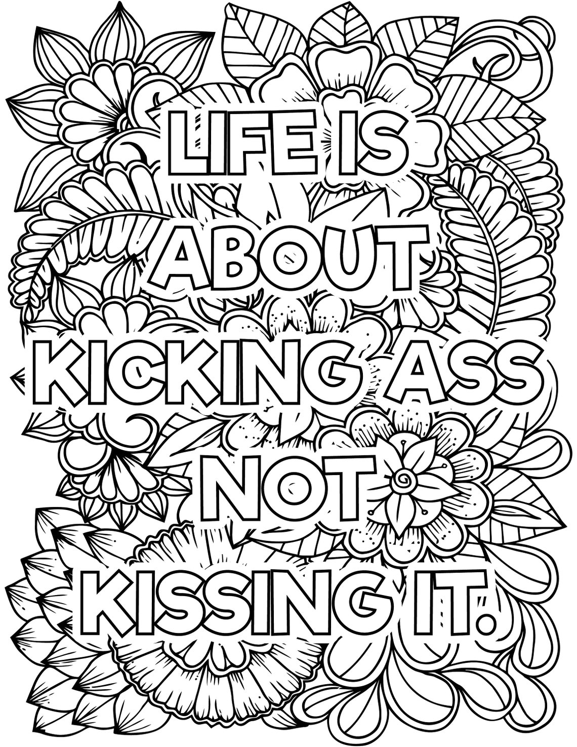 Complex adult word coloring pages | Etsy