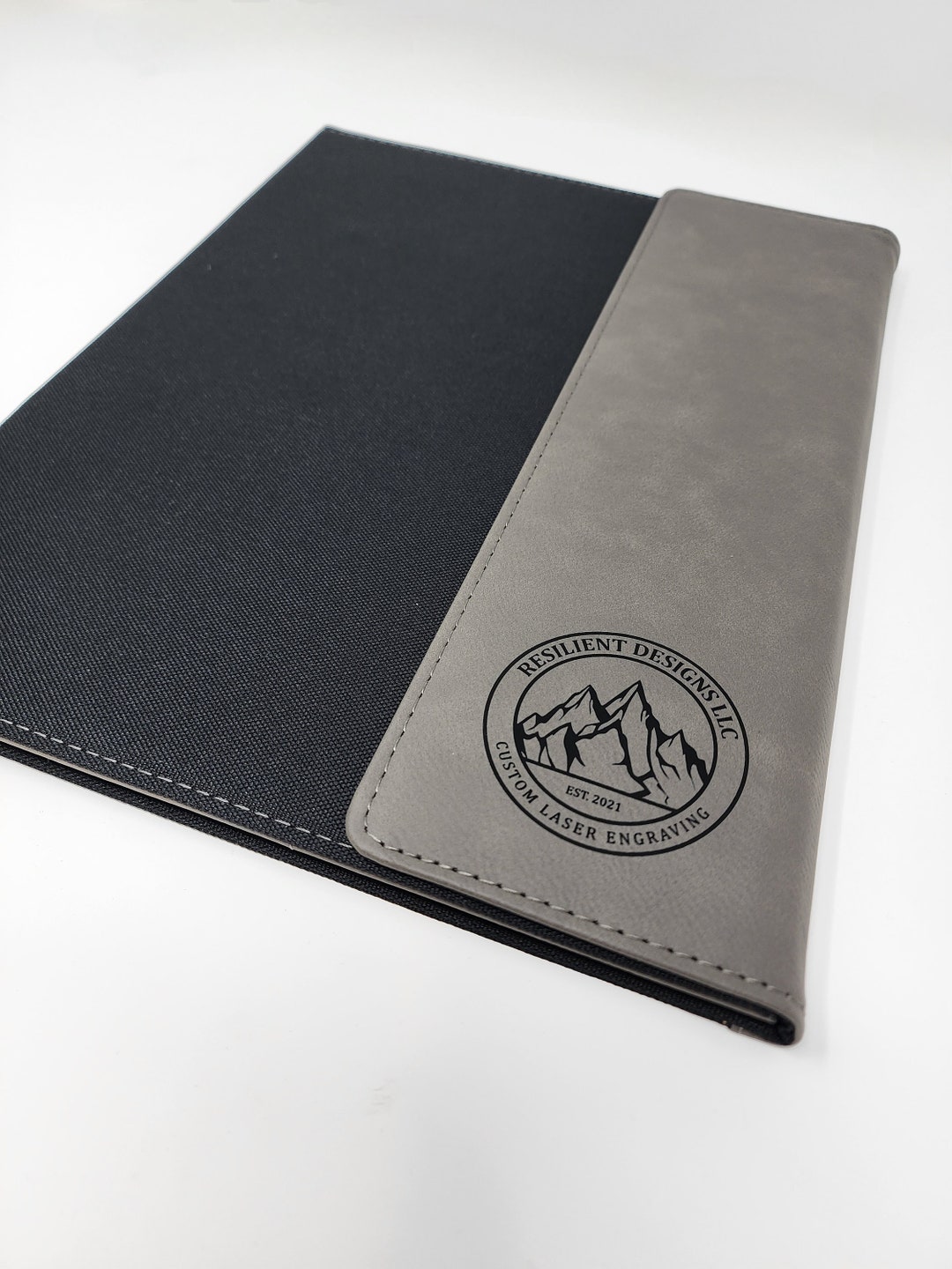 Custom Engraved Canvas Leather Notepad Portfolio Journal - Etsy