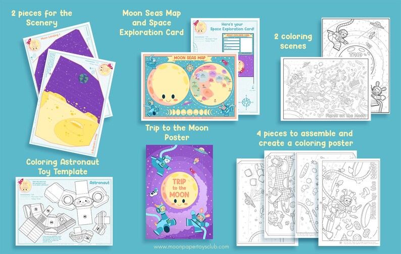 Trip to the Moon Paper Toy Kit - Etsy