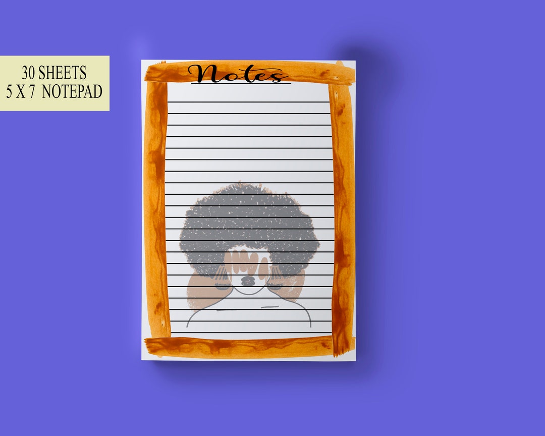 Black Queens Notepad Black Women Afro Notepad 5x7 Paper Note Stationery ...