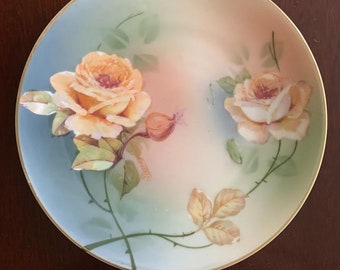 Hand Painted Rose Plate | Etsy