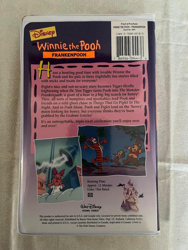 Disney Winnie the Pooh Frankenpooh VHS - Etsy