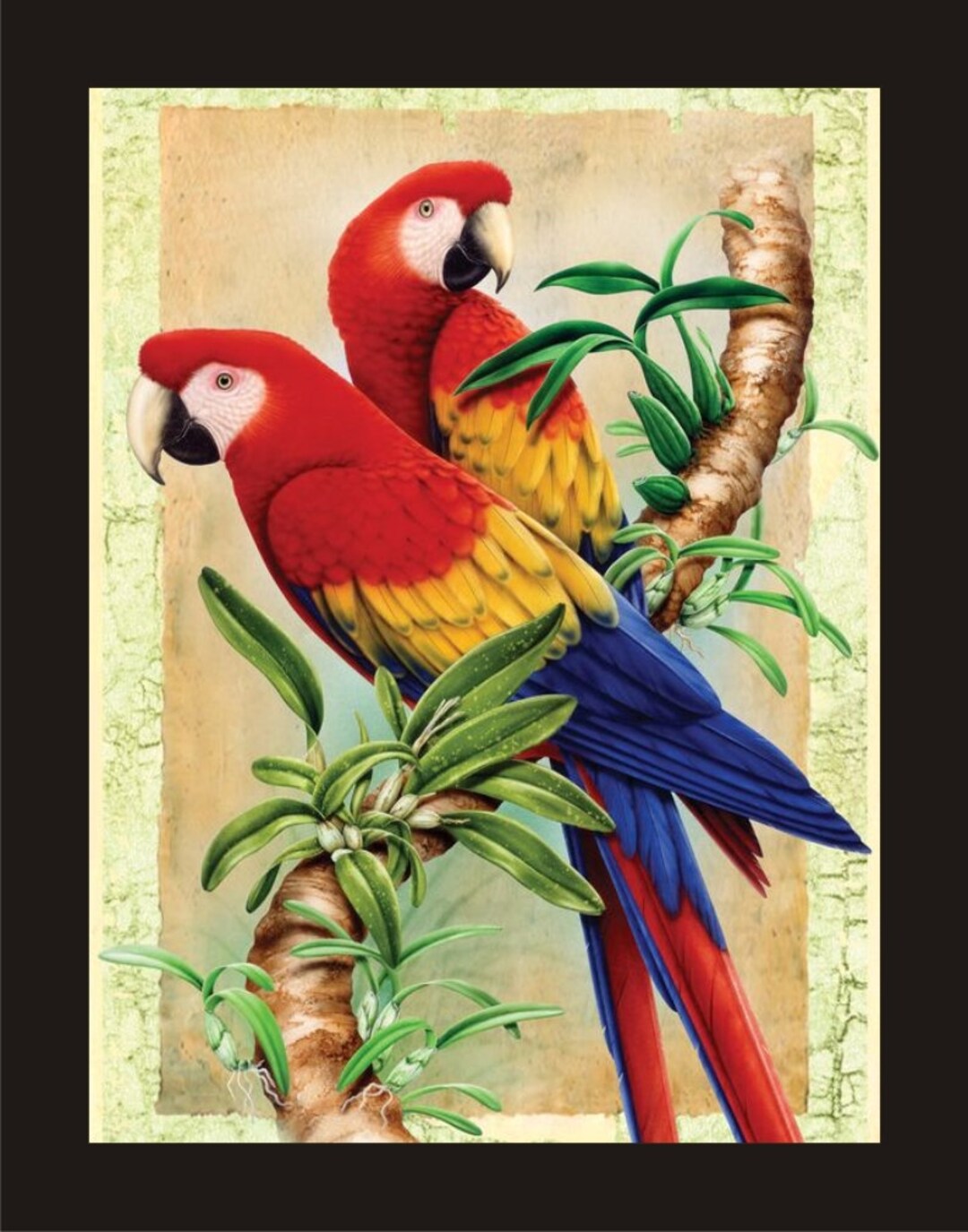 Double Parrot Flower Painting for Bedroom - Etsy