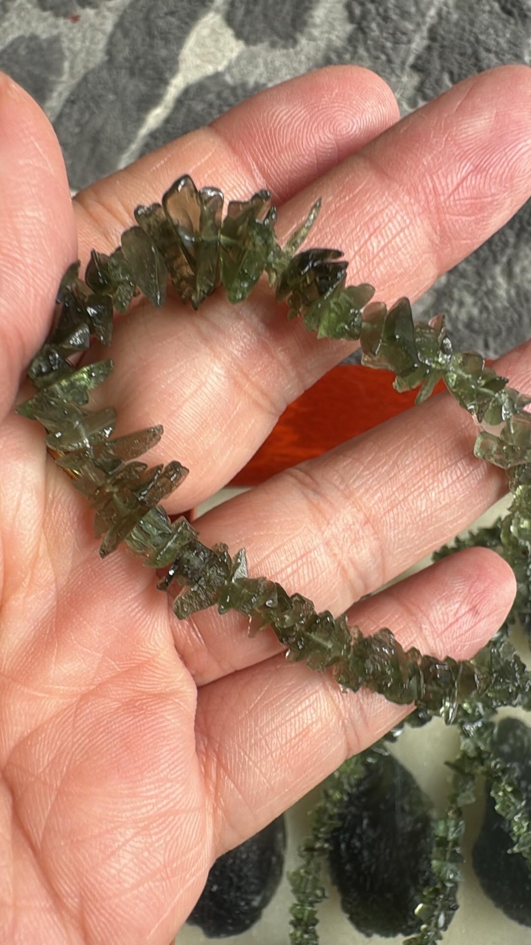 Sold 2 Authentic Moldavite Semi Polished Strand With Hole for Jewelry ...