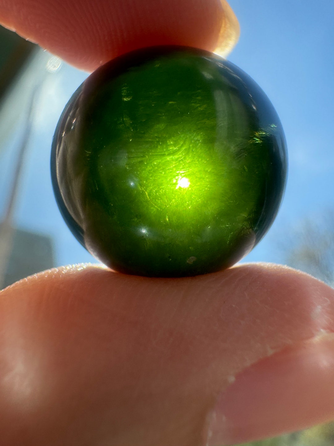 Authentic Moldavite Sphere Lovely Light Green Rare Color, Rare Size 17. ...