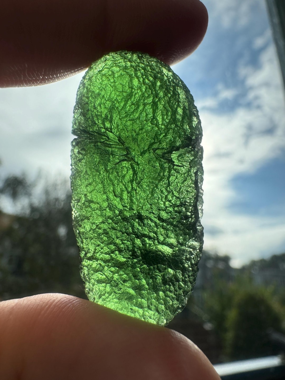 Moldavite From Chlum Pickle Shape 20.12 Rare - Poison Green Blue Hue ...
