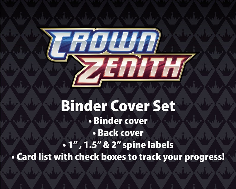 Sword & Shield Crown Zenith Binder Label Collection Cover, Back Cover ...