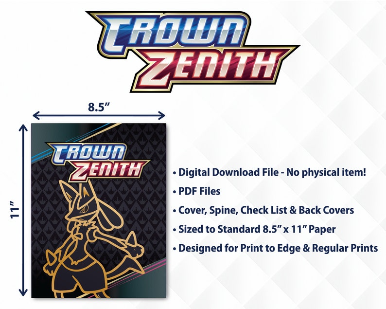 Sword & Shield | Crown Zenith - Binder Label Collection - Cover, Back ...