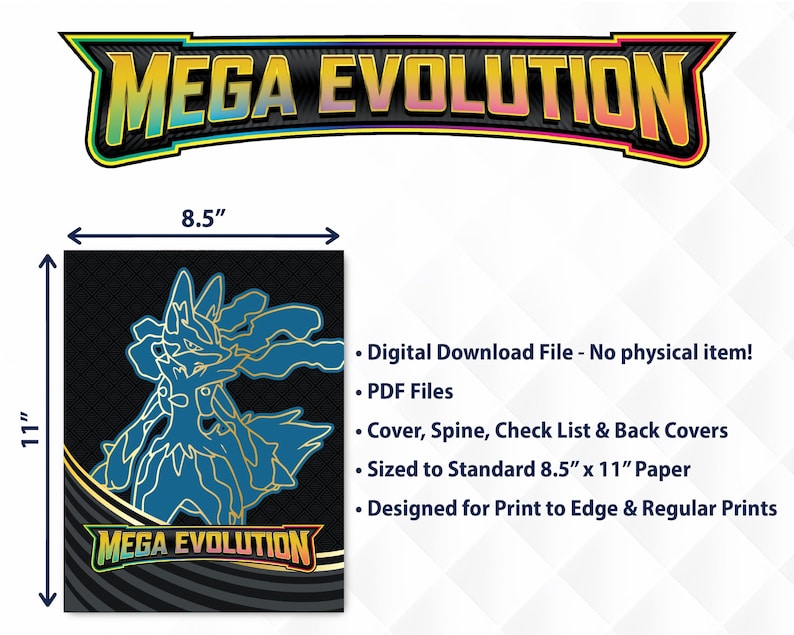 Mega Evolution - Binder Label Collection - Cover, Back Cover, Spine and ...