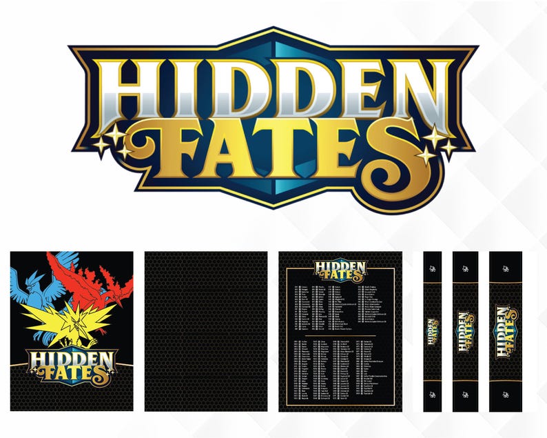 Sun & Moon | Hidden Fates - Binder Label Set - Cover, Back Cover, Spine ...