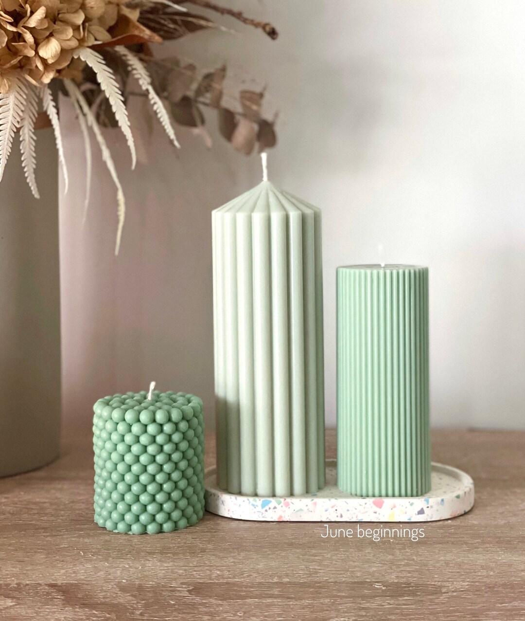 Set of 3, Ribbed Candle, Gift Set, Birthday Gift, Pastels, Home Decor ...