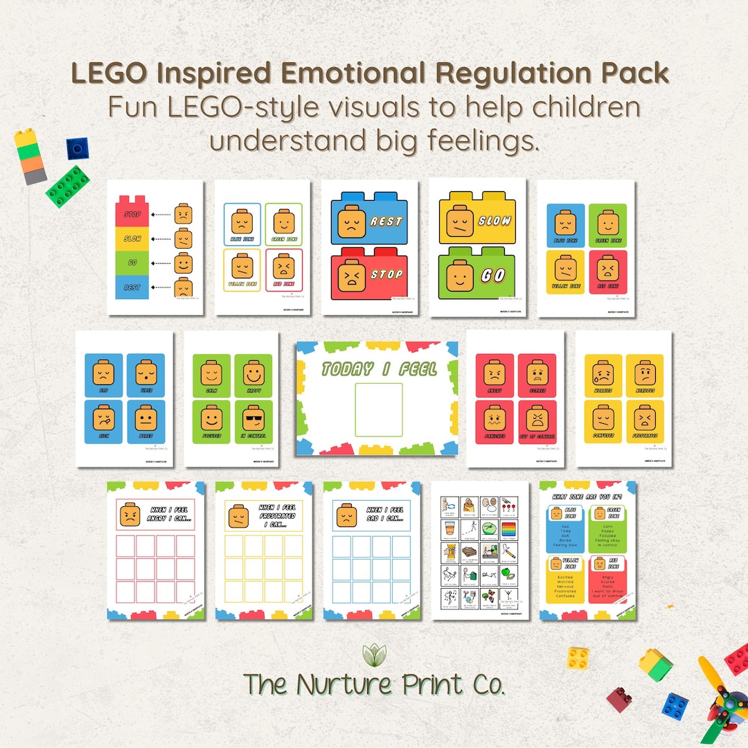 LEGO Inspired Emotional Regulation Pack | Zones of Regulation Feelings ...
