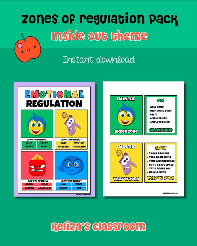 Inside Out Theme Zones of Regulation Pack - Etsy