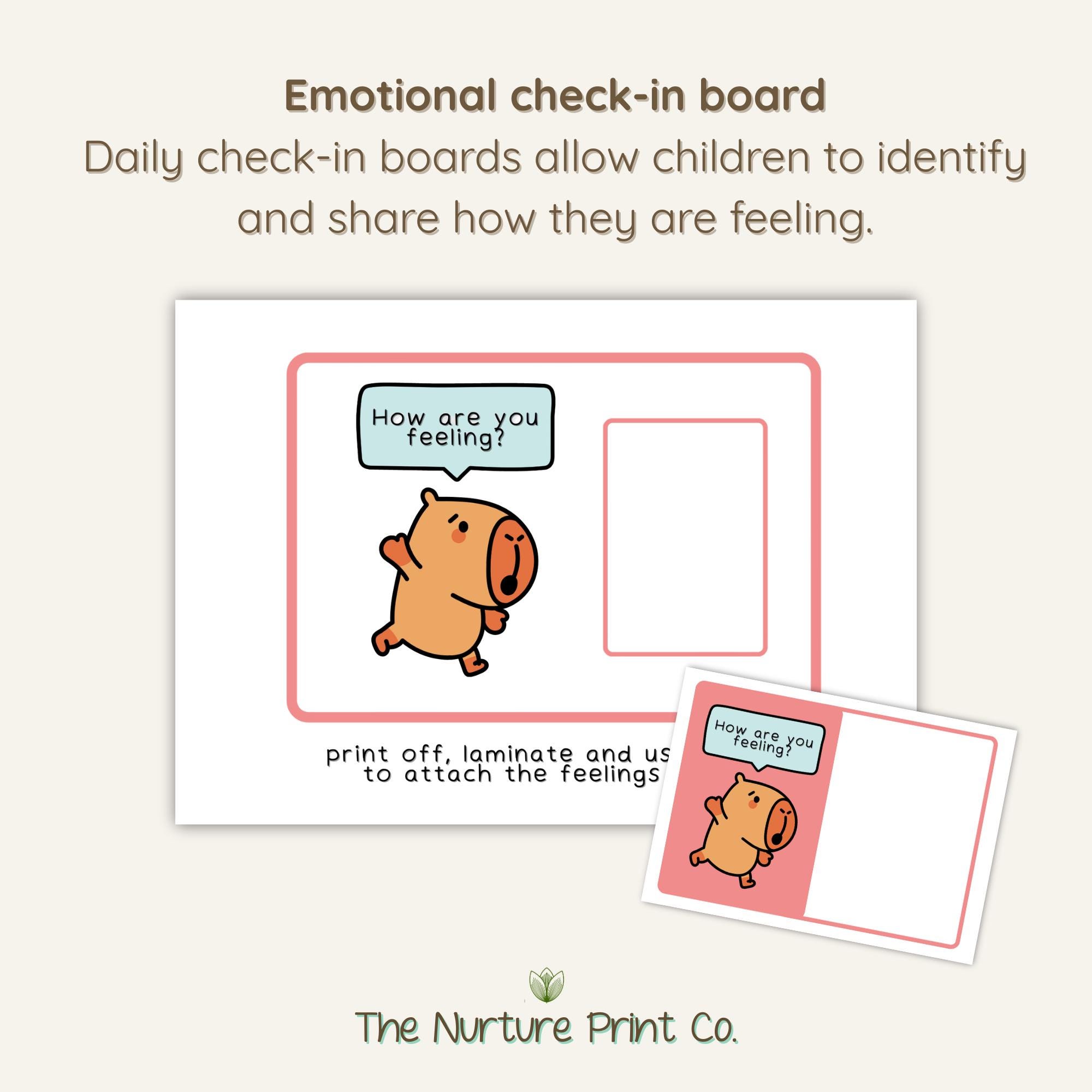 Capybara Zones of Regulation Printables | Emotional Feelings Cards ...