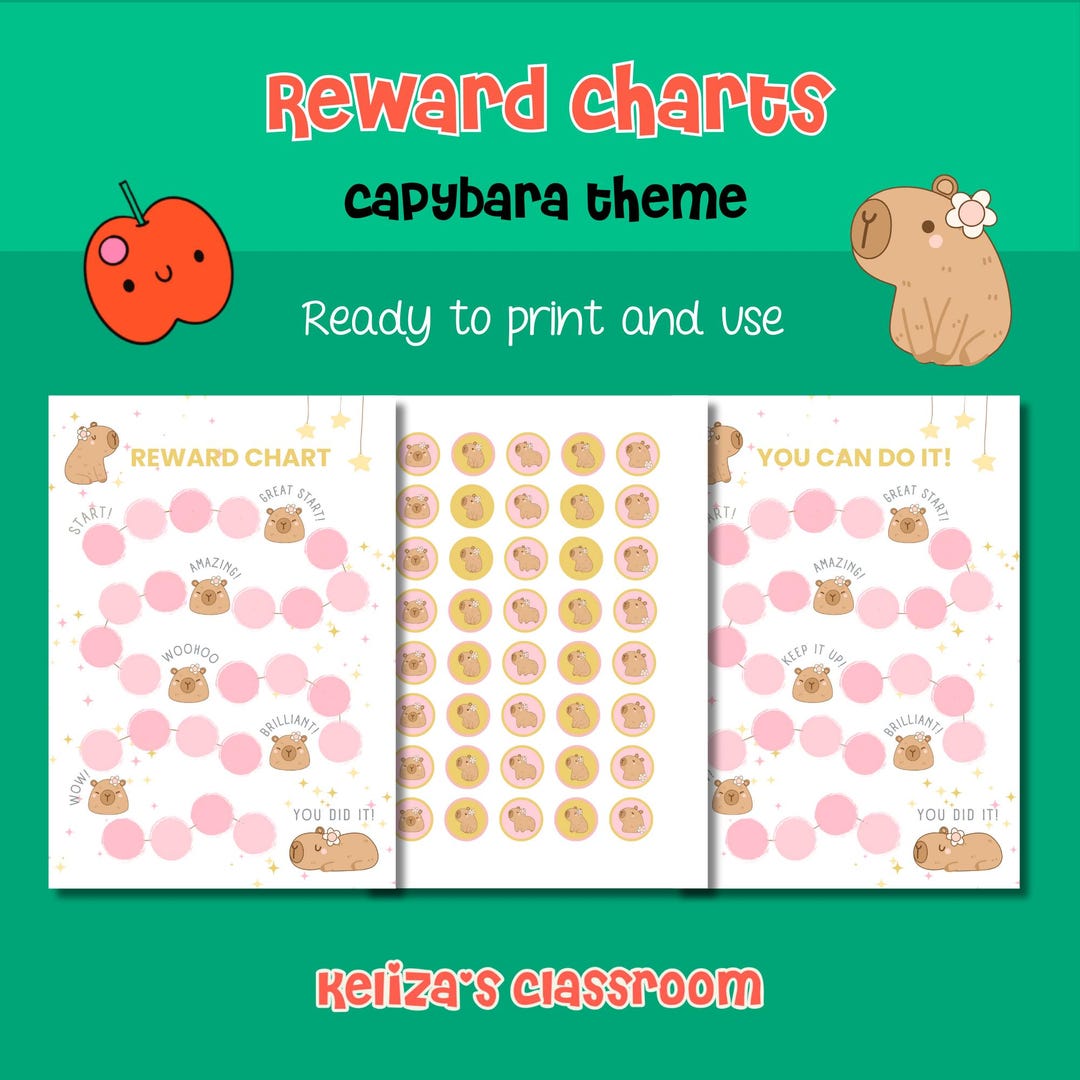 Capybara Reward Chart – Fun & Motivating Goal Tracker for Kids ...
