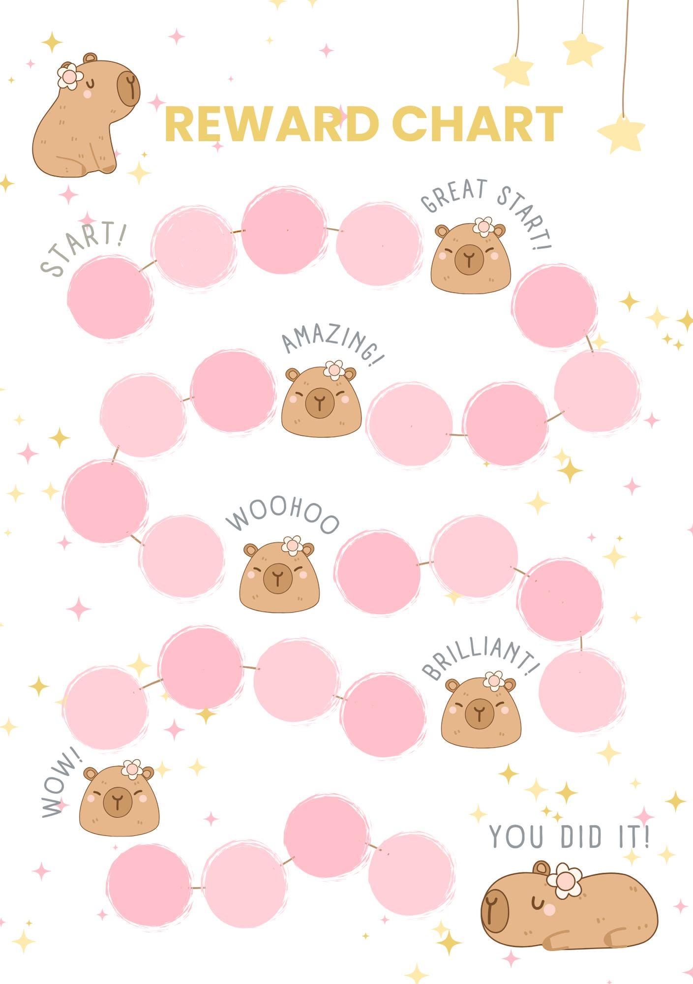 Capybara Reward Chart – Fun & Motivating Goal Tracker for Kids ...