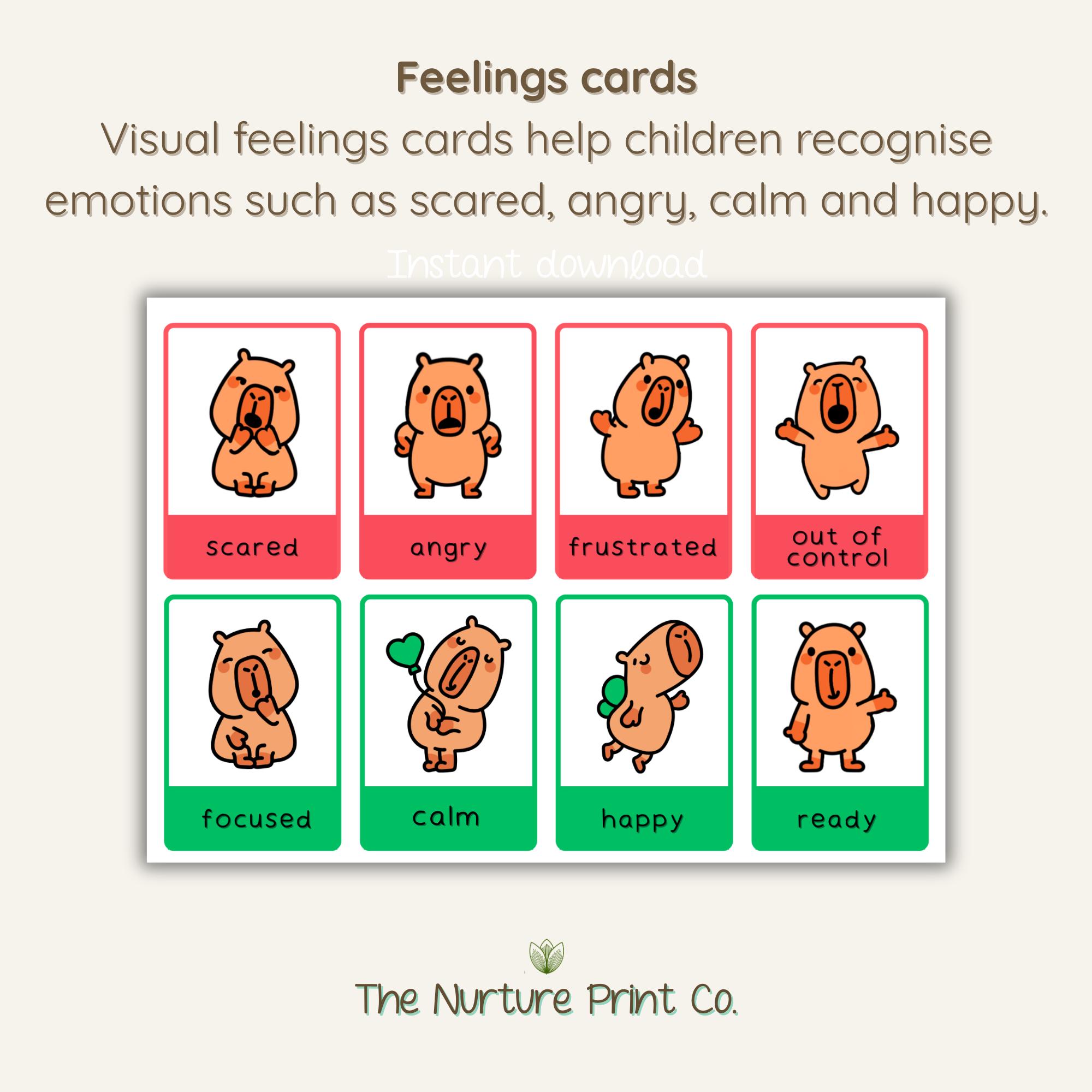 Capybara Zones of Regulation Printables | Emotional Feelings Cards ...