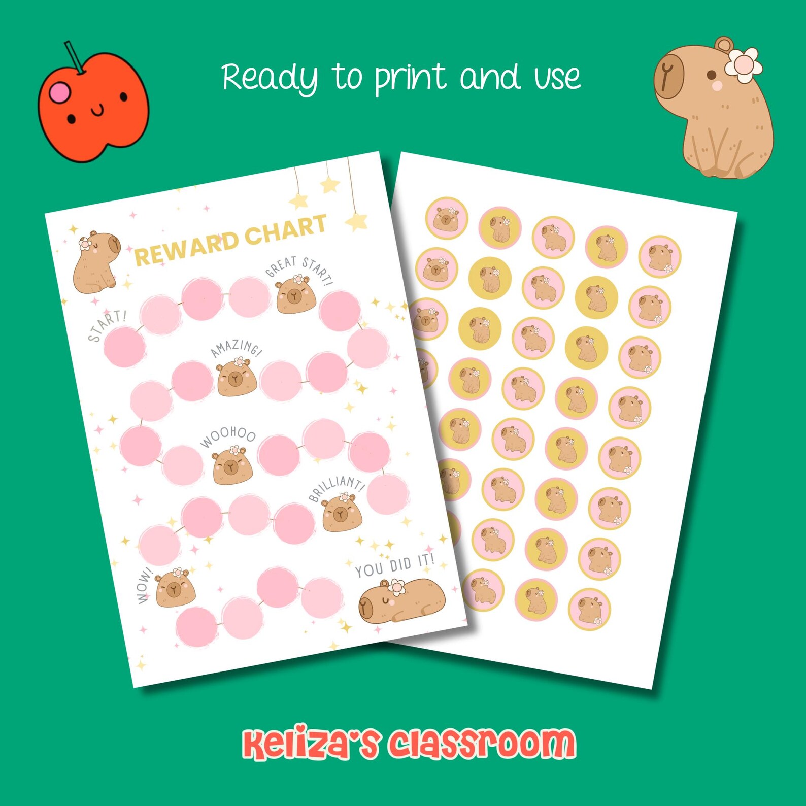 Capybara Reward Chart – Printable Goal Tracker for Kids (digital ...