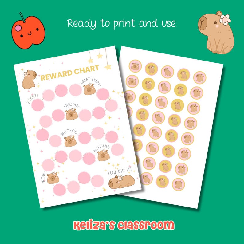 Capybara Reward Chart – Fun & Motivating Goal Tracker for Kids ...