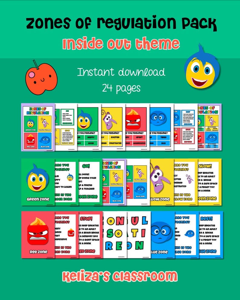 Inside Out Theme Zones of Regulation Pack - Etsy