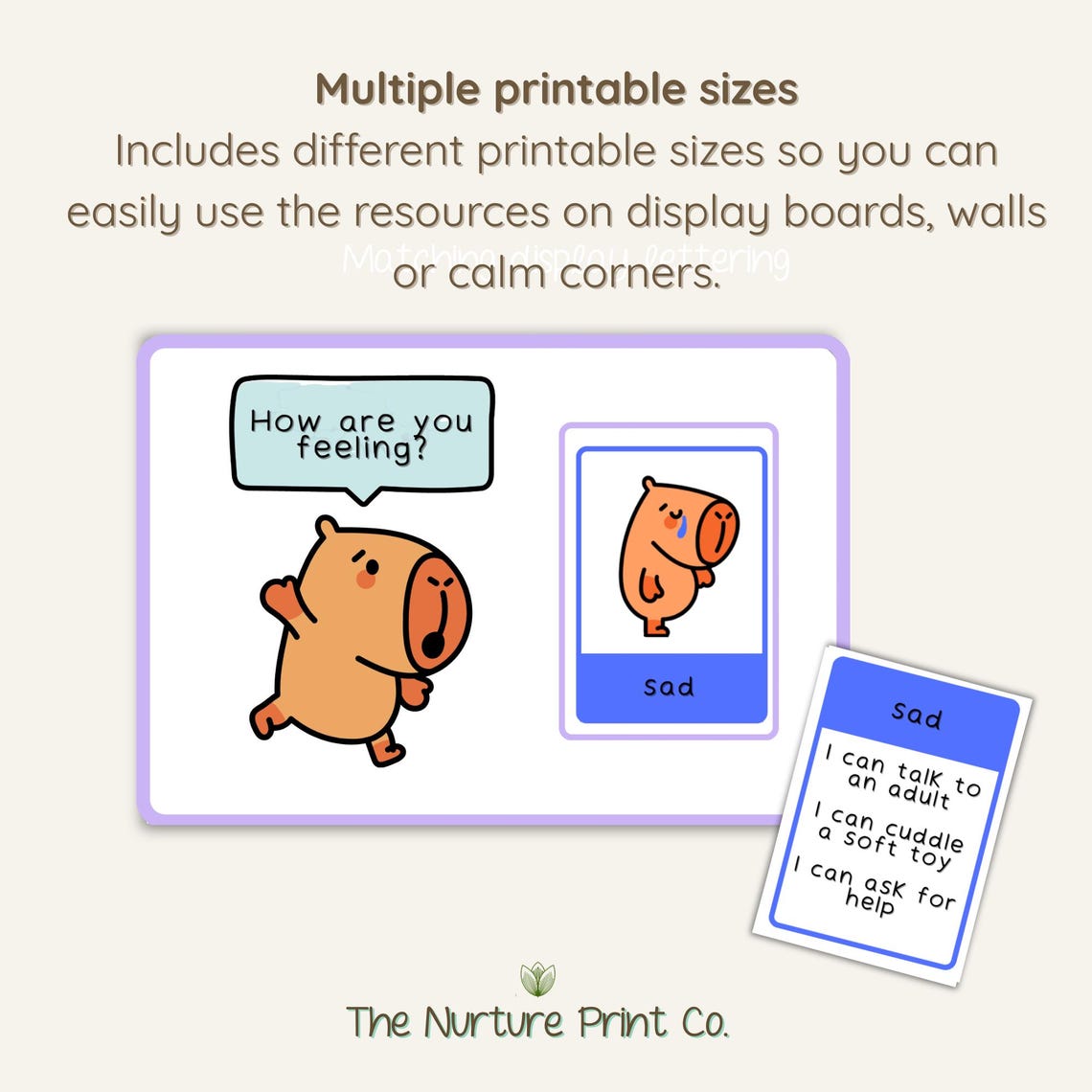 Capybara Zones of Regulation Printables | Emotional Feelings Cards ...