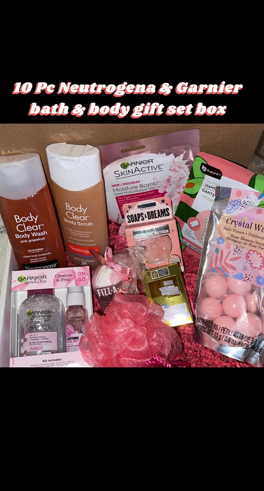 Neutrogena & Garnier10 Pc Gift Set Box Valentines Birthday Shower Get ...