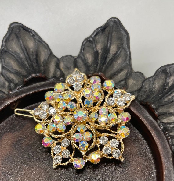 Iridescent Crystal Rhinestone Hair Clip Approximately 2.5metal Gold Tone Formal Hair Accessories Gift Wedding Bridesmaid Princess Acces Etsy